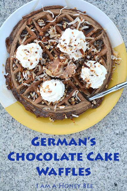 German's Chocolate Cake Waffles - I am a Honey Bee