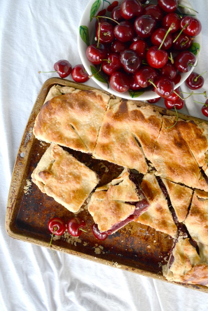 Fresh Cherry Slab Pie - I am a Honey Bee